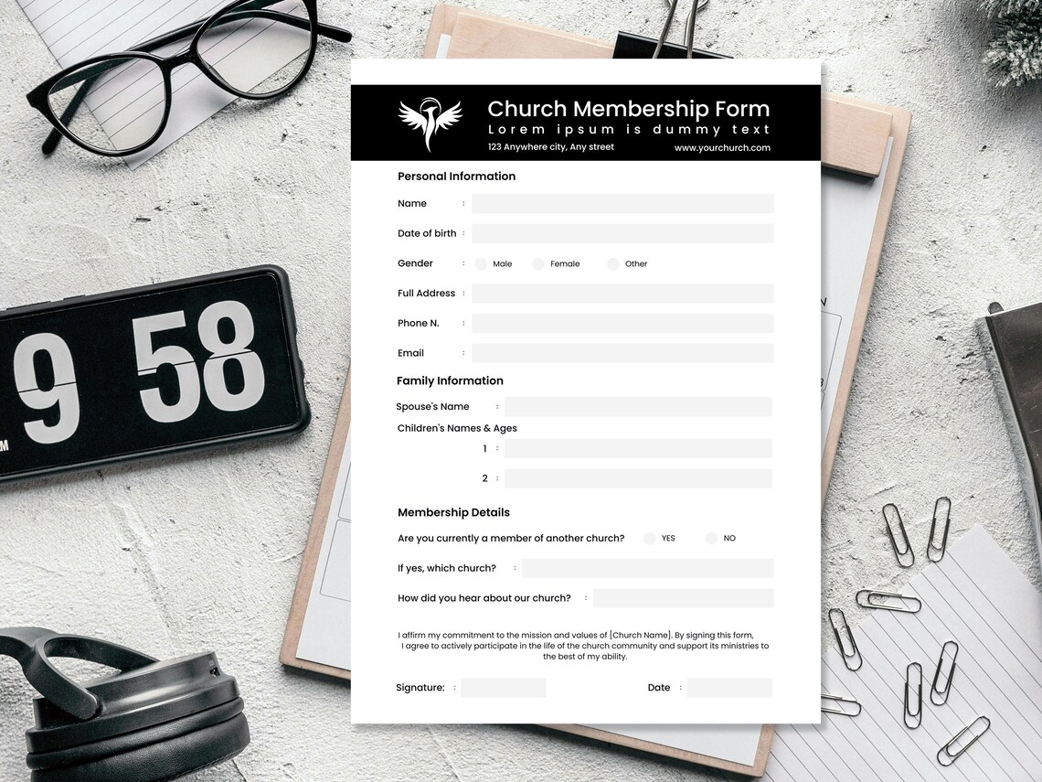 Editable Church Membership Form Template: A4 Canva (digital Download ...