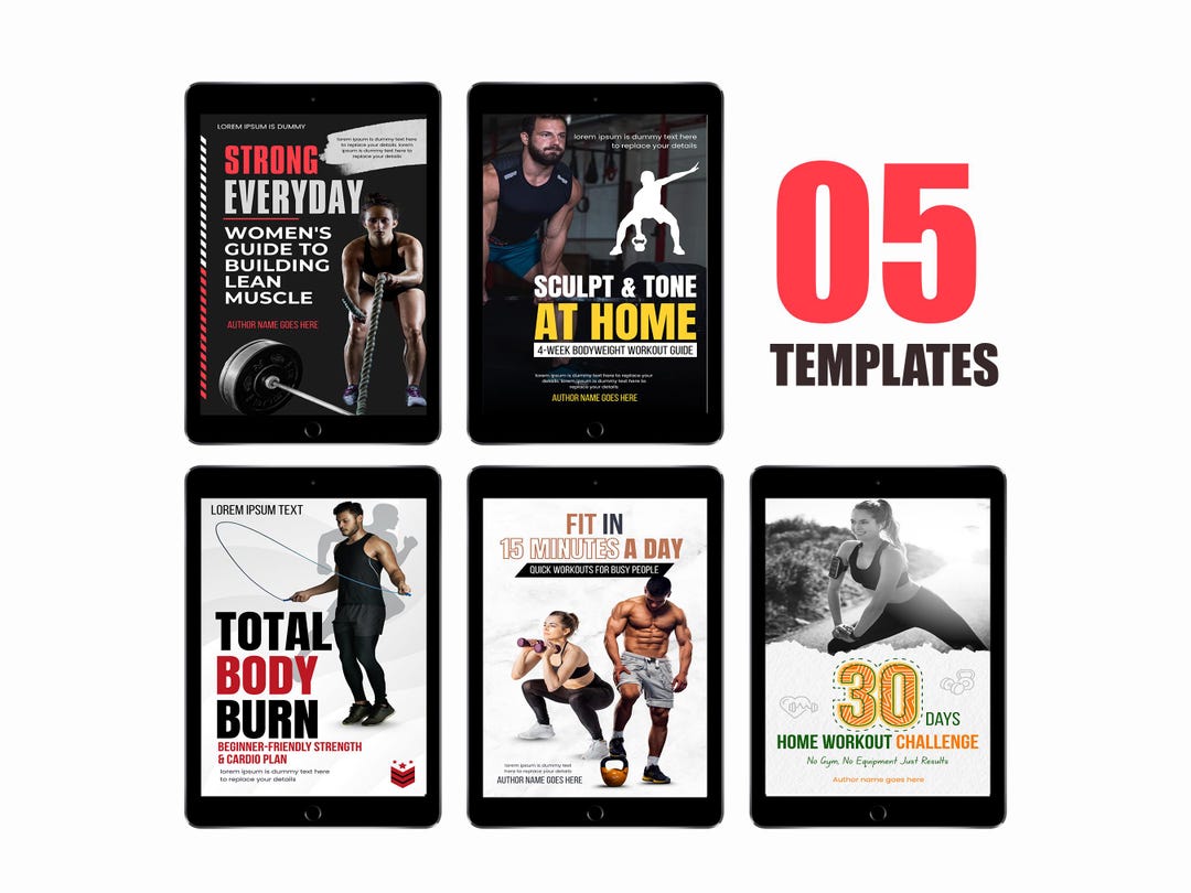 Workout Ebook Cover Canva Template: Editable Fitness Ecover ...
