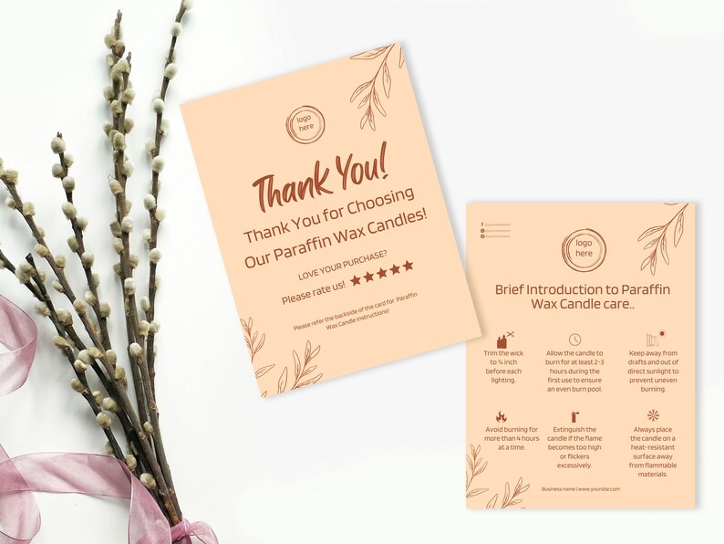 Paraffin Wax Candle Care Card Templates: Printable Instructions (CANVA ...