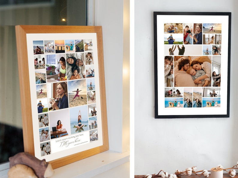 Modern Photo Collage Template: Editable Wall Art (24x36, 36x24 ...