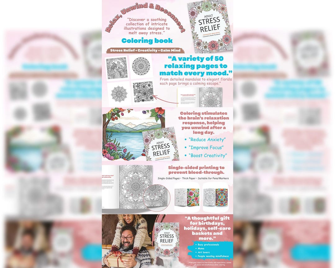 Adult Coloring Book Amazon A+ Content Template, CANVA Editable, A+ ...