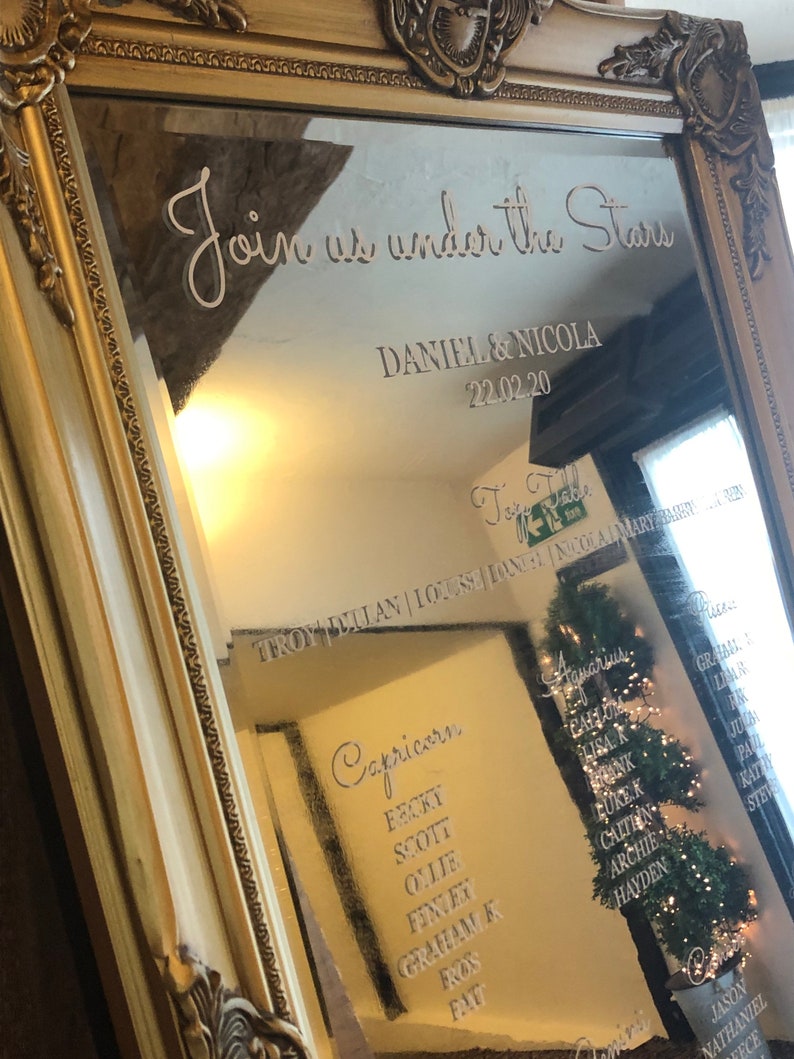 Gold Mirror Table Plan glass Mirror Included Any Design and | Etsy UK