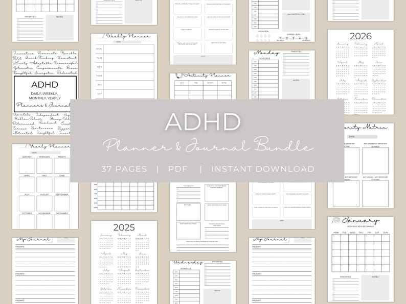ADHD Planner | Printable Planner | PDF | Priority Matrix | Daily ...
