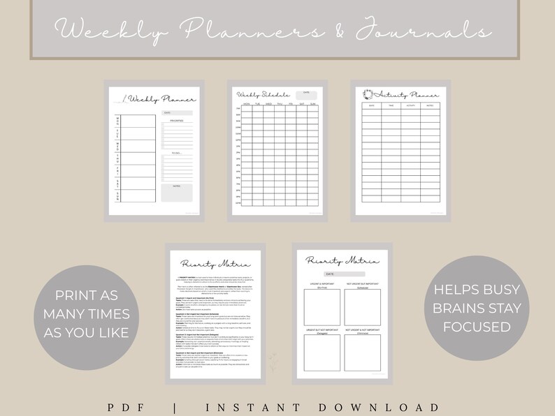 ADHD Planner | Printable Planner | PDF | Priority Matrix | Daily ...