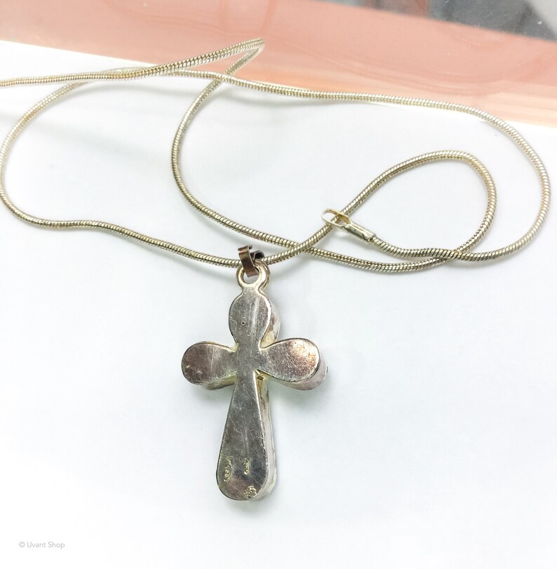 Large Cross Pendant Necklace Sterling Silver Catholic - Etsy