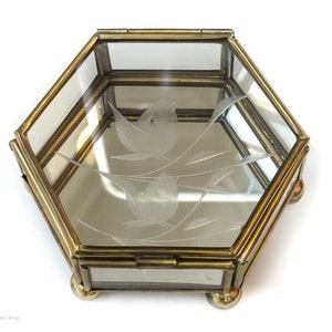 1970s Glass Brass Box glass metal box vintage trinket | Etsy