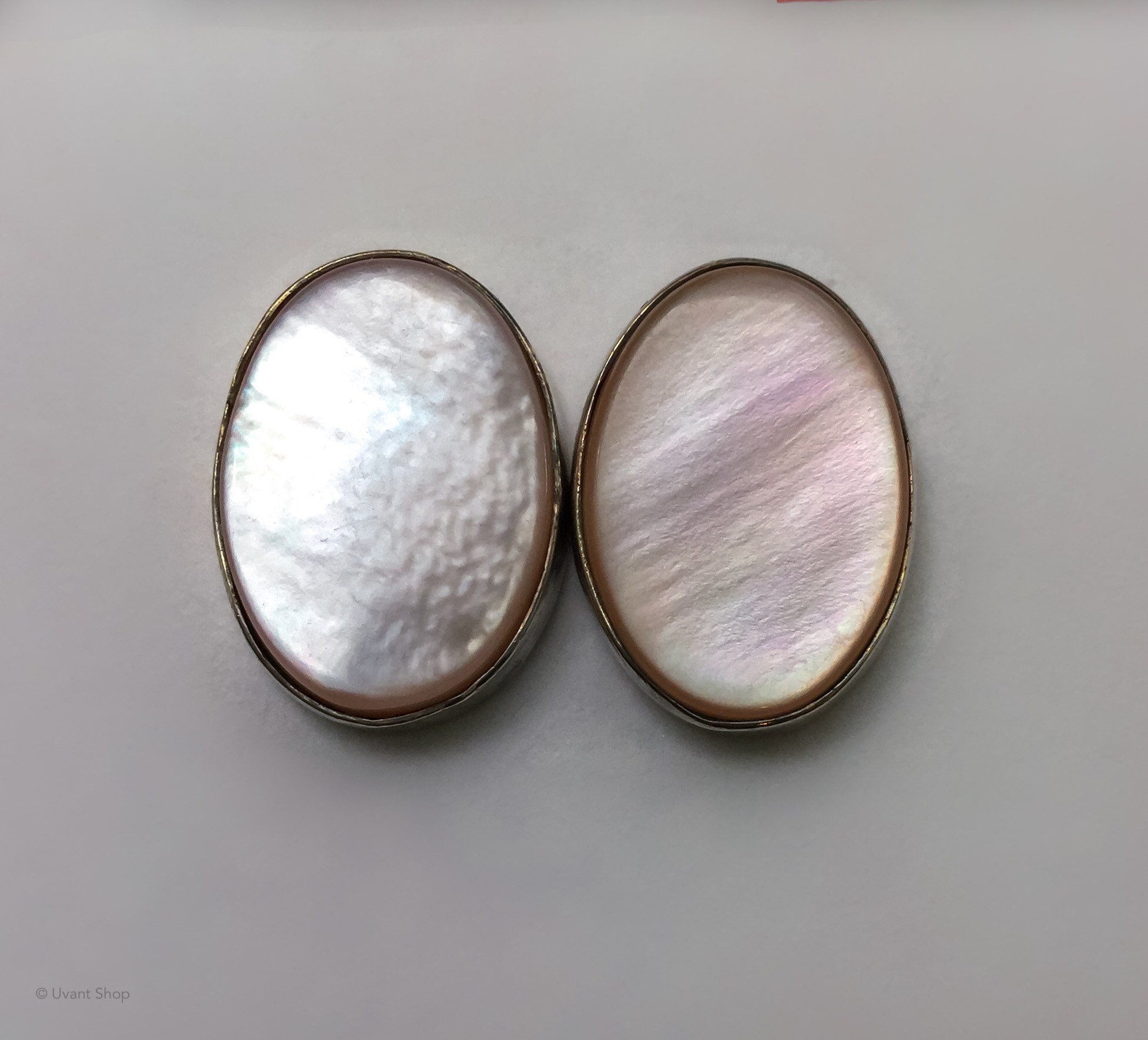 Large Pink Stone Post Earrings Sterling Silver vintage | Etsy