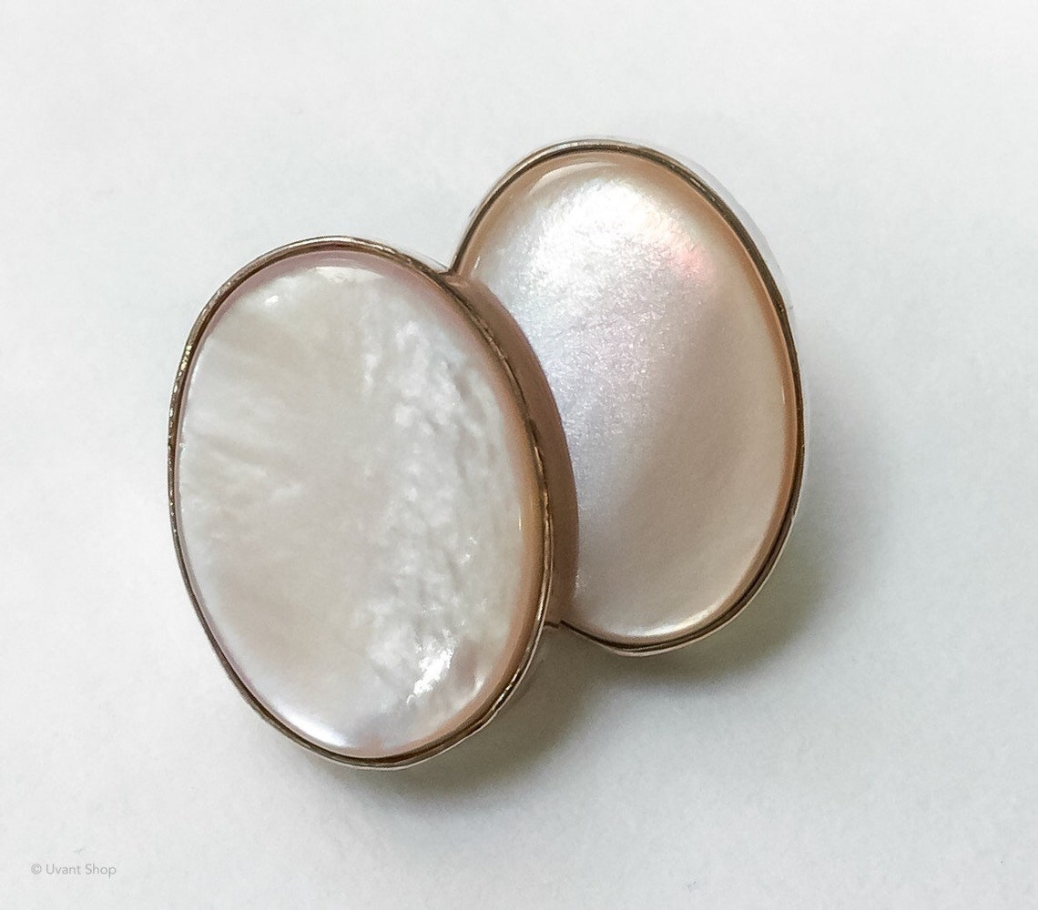 Large Pink Stone Post Earrings Sterling Silver vintage | Etsy