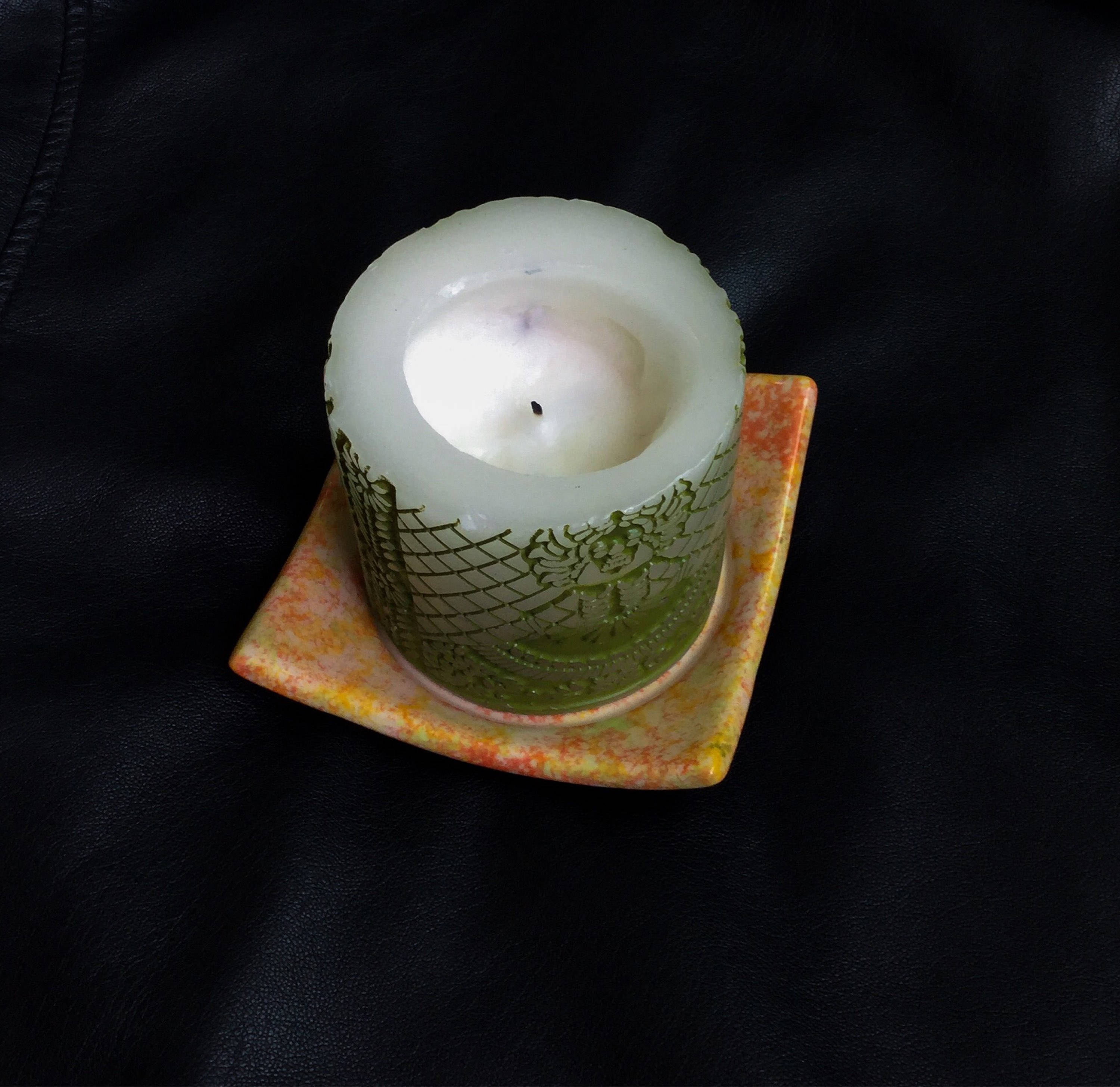 Day of the Dead Candle Set green skull candle orange yellow | Etsy