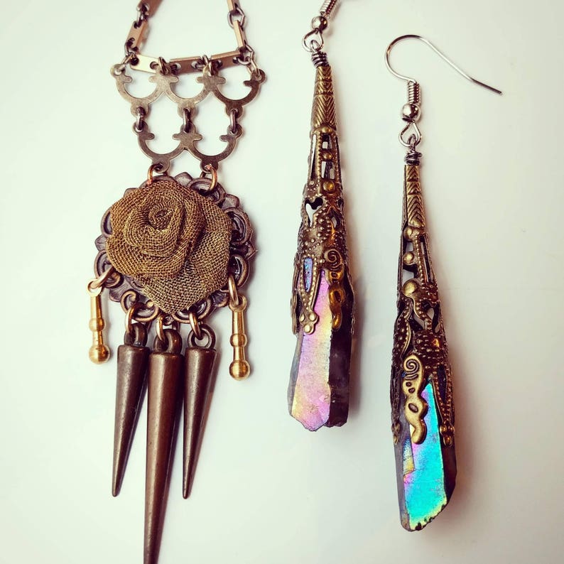 Trippy Gothic Rose Necklace ON SALE Assemblage Necklace | Etsy