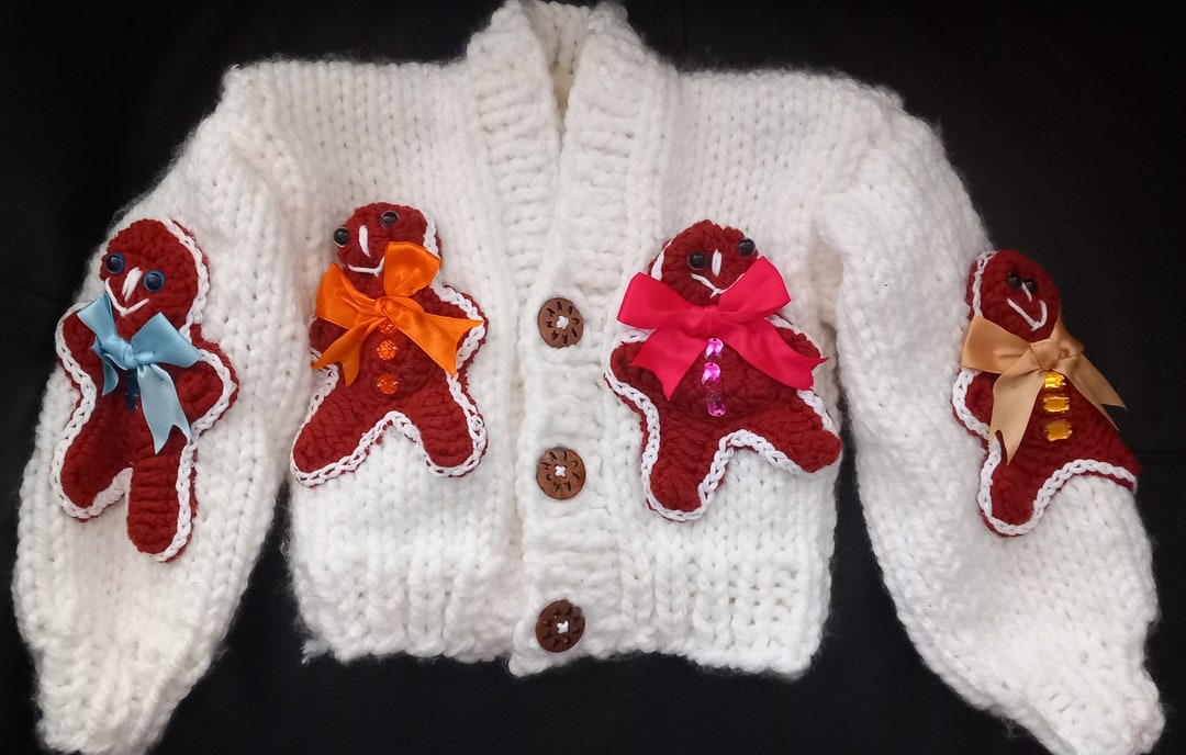 Handmade Chunky Gingerbread Men Childs Cardigan - Etsy