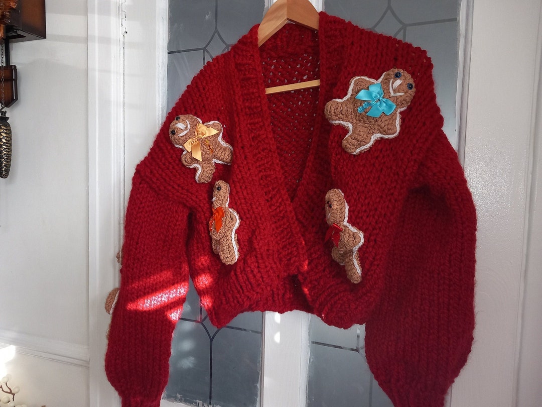 Handmade Gingerbread Man Cropped Cardigan 38inch Bust - Etsy
