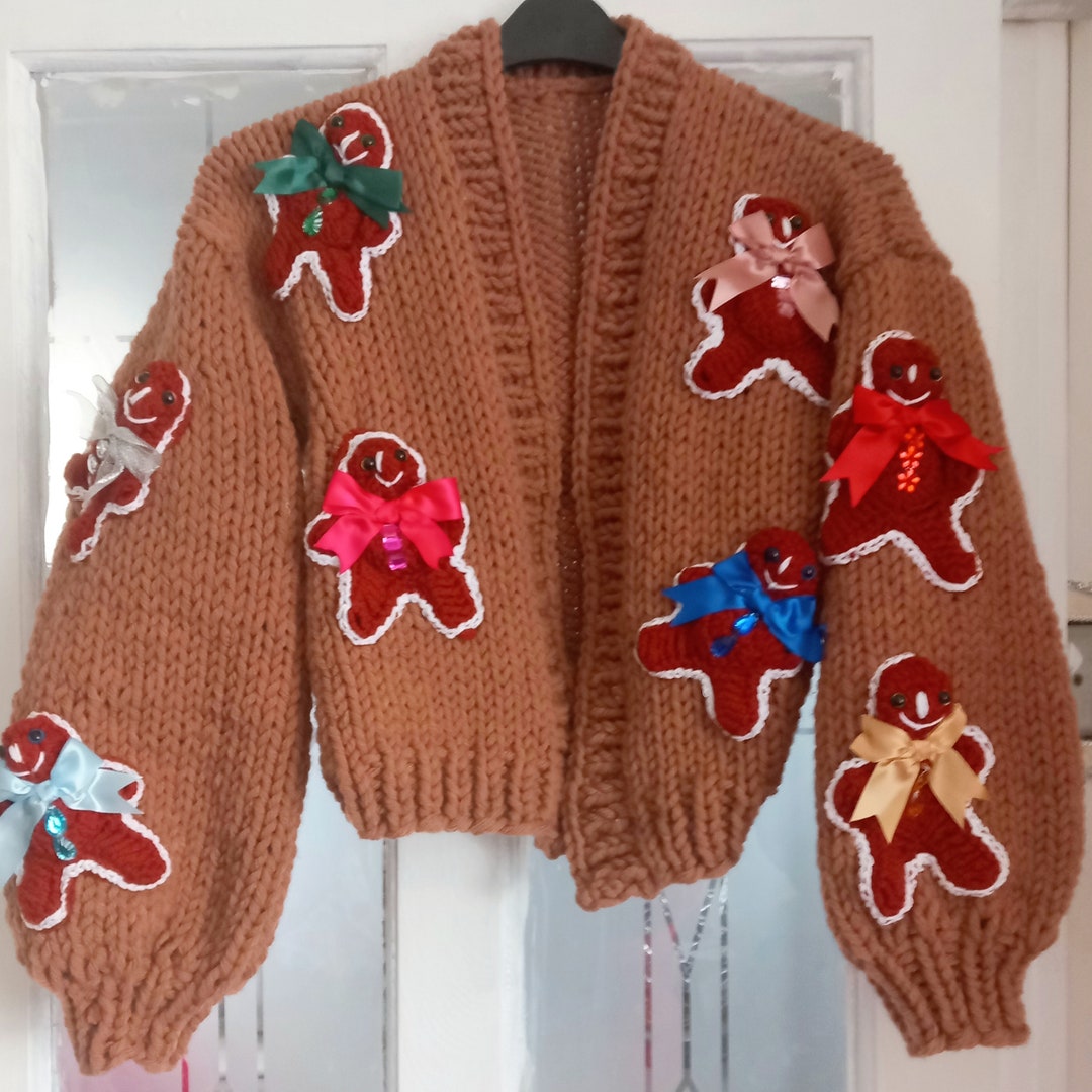 Handmade Gingerbread Man Cropped Cardigan 38 Inch Bust - Etsy