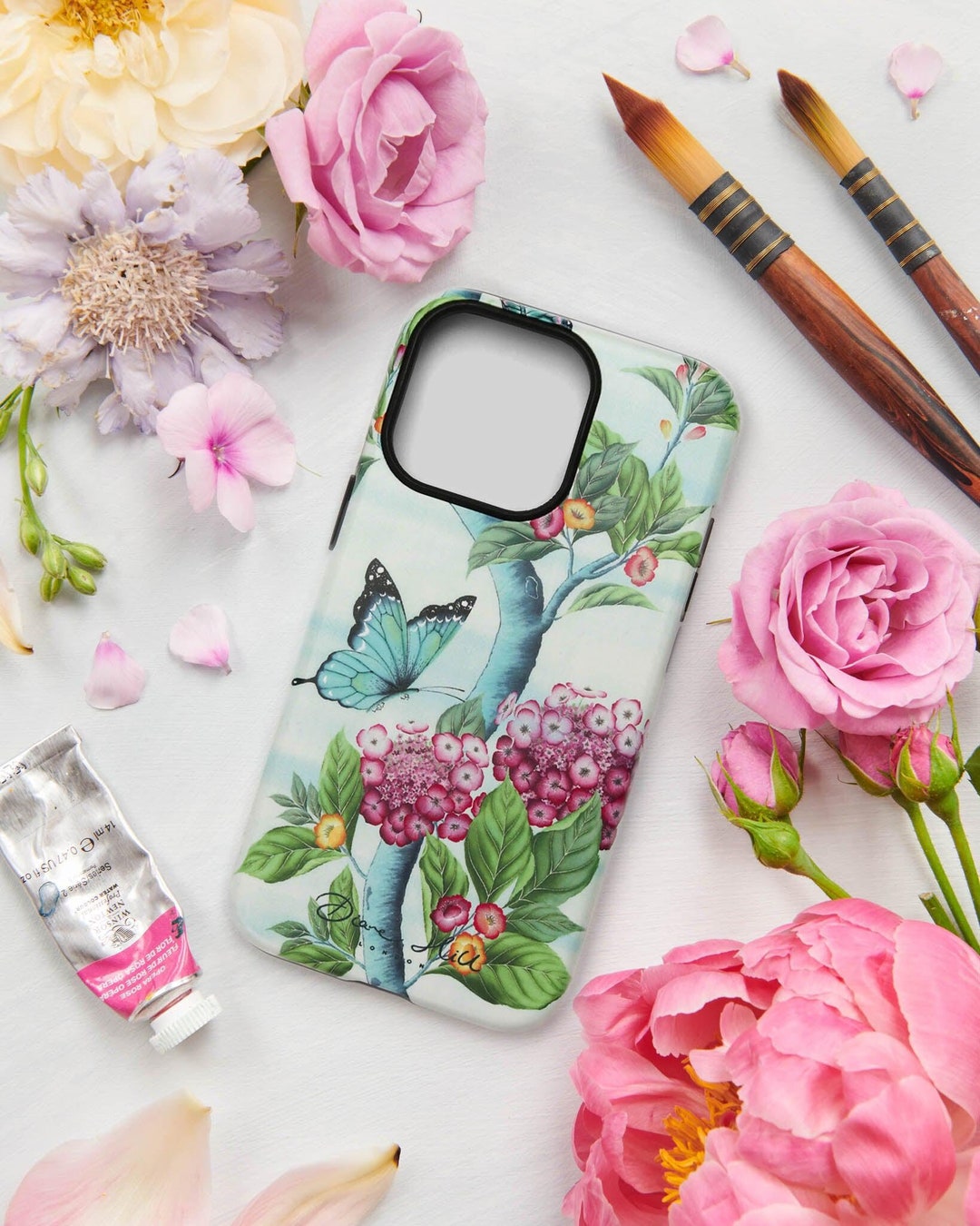 Ella Blue Butterfly and Flower Chinoiserie Phone Case / Luxury Phone ...
