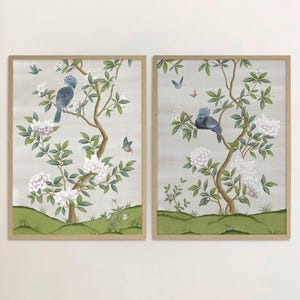 Pearly Gates Beige Floral Art Print A & B Set of Two / Faraway Land ...