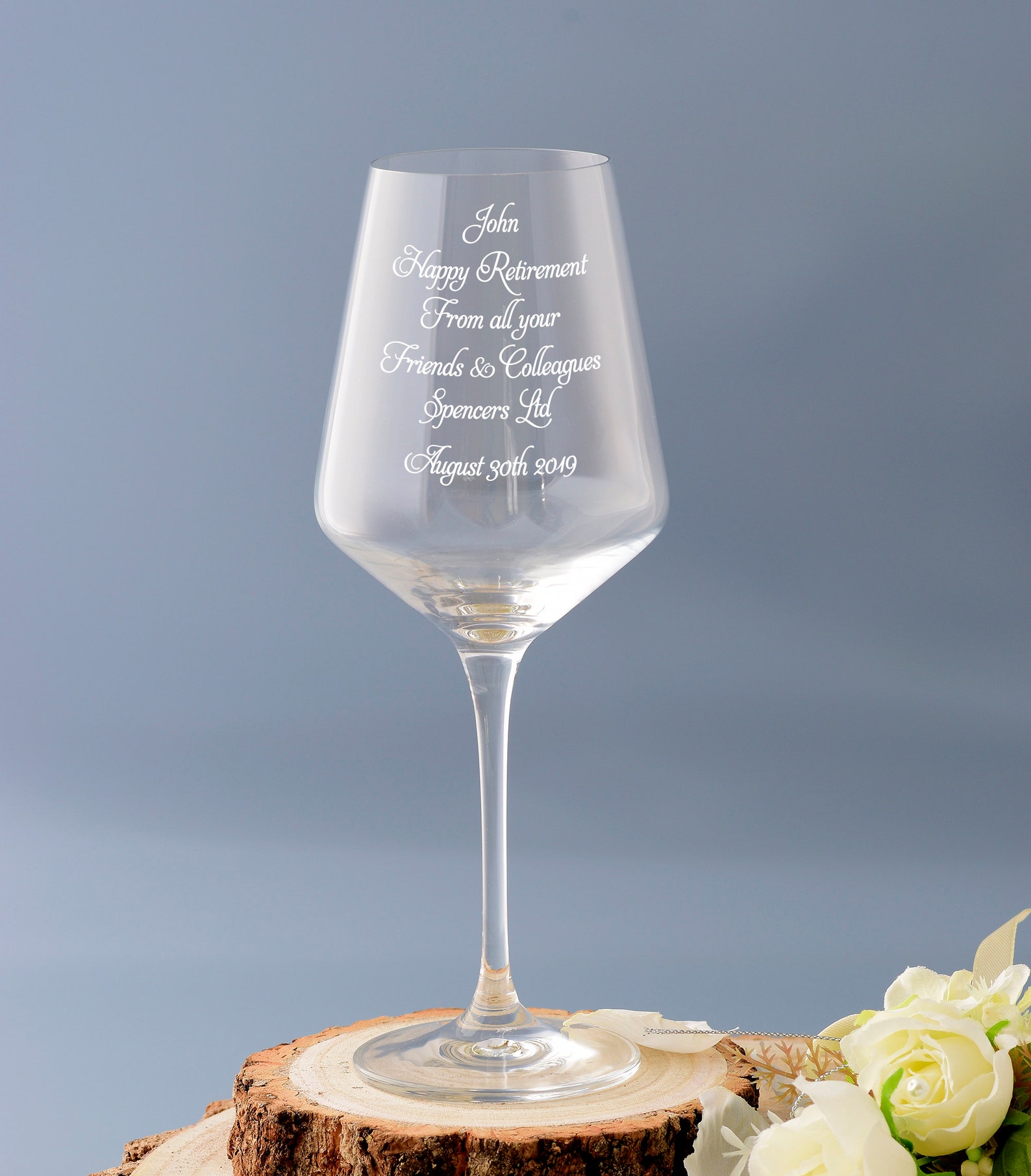 Personalised Retirement Wine Glass: Engraved Crystal Leaving Gift ...