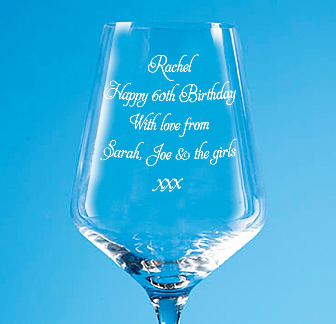 Personalised 60th Birthday Wine Glass, 60th Gift Ideas, Your Message ...