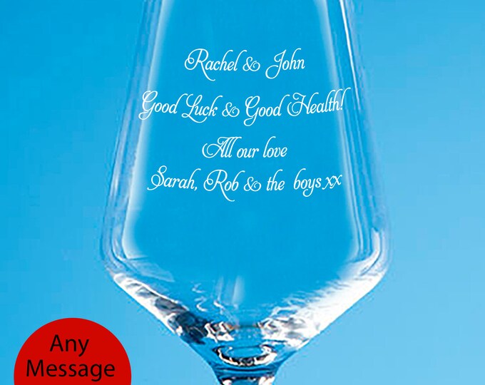 Good Luck Wine Glass Personalised Gift, Your Message Engraved Get Well ...