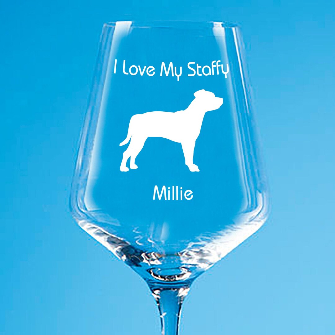 Personalized Staffy Bull Terrier Wine or Whisky Glass: Engraved Dog ...