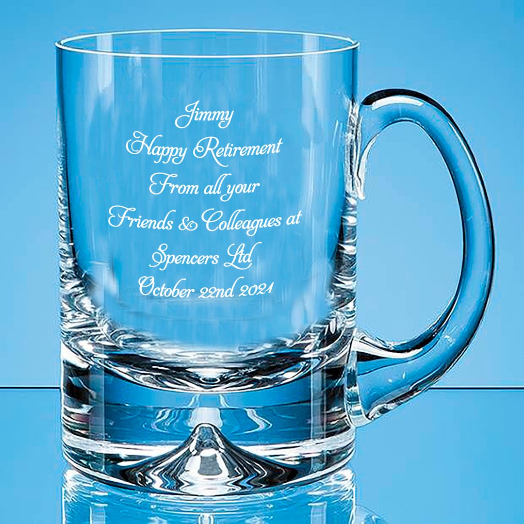 Personalised Retirement Gift Beer Tankard, Your Message Engraved ...
