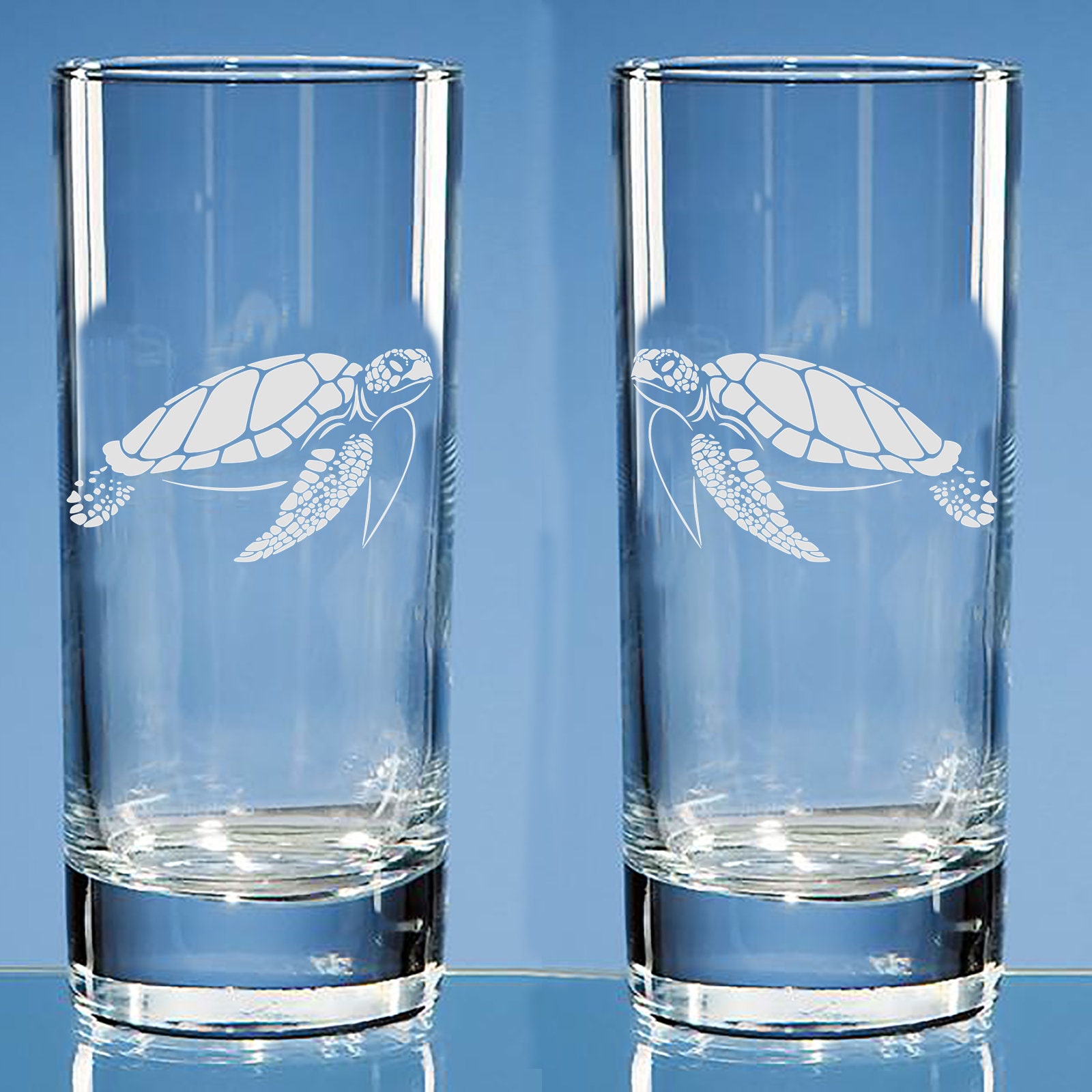 Set of 2 Turtle Glasses Personalised Sea Turtle Highball - Etsy UK