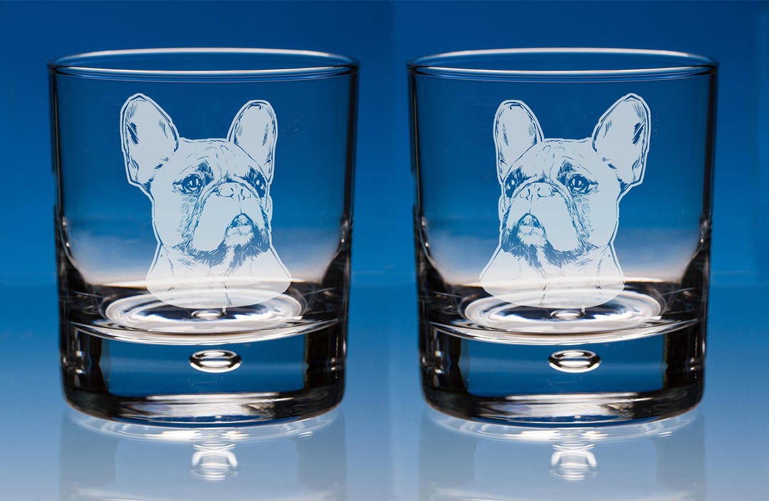 Français Verres bulldog whiskey, Ensemble de 2, personnalisé, Français ...