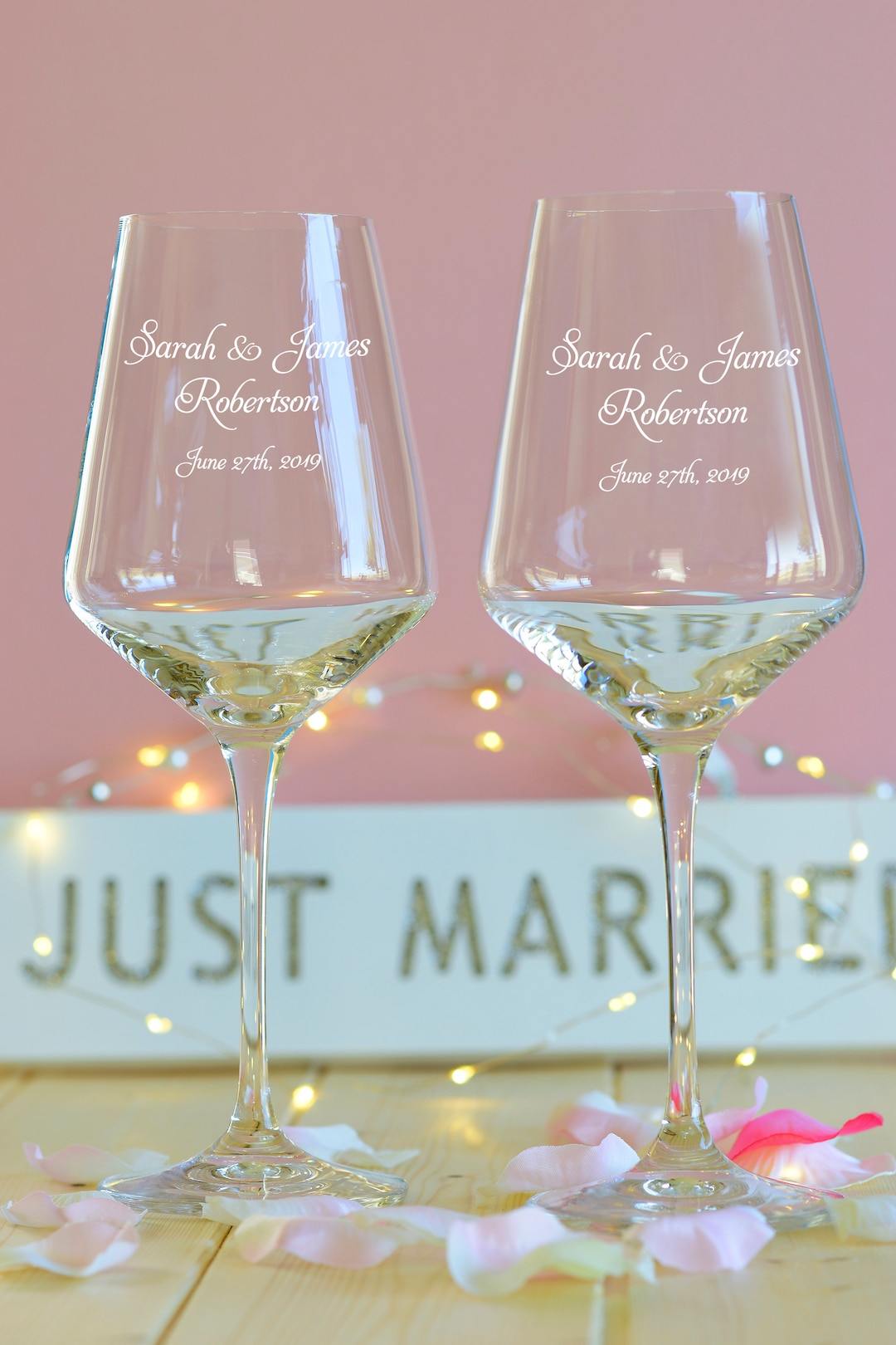Personalised Wedding Wine Glasses: Engraved Mr & Mrs Crystal Set - Etsy UK