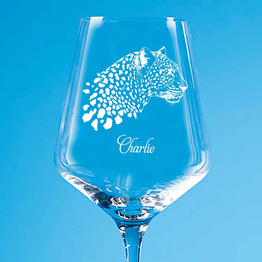 Personalised Leopard Wine Glass, Choice of 4 Glass Styles and Gift Box ...