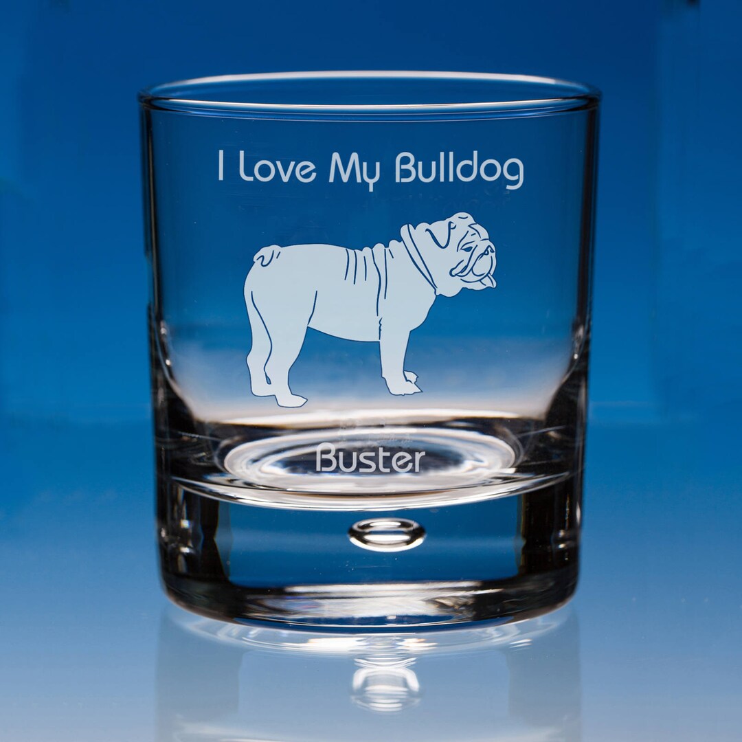 English Bulldog Whisky Glass, Personalised Gift, Bulldog Gift, Bulldog ...