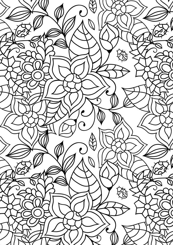 10 Flowers Doodle Art Coloring. Floral Zen Coloring. Zen Doodle ...