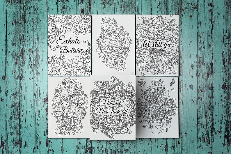 Swear Words Zen Coloring Page Digital Download. Sweary Mature Coloring ...
