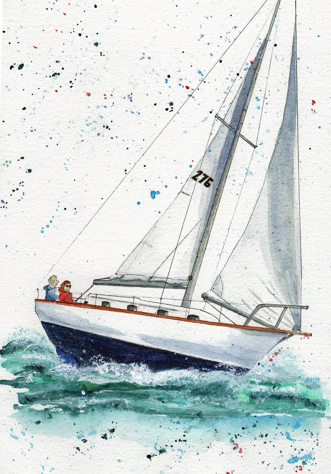 Personalised Yacht Sailing Portrait - Etsy