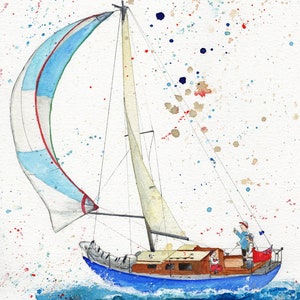 Personalised Yacht Sailing Portrait - Etsy