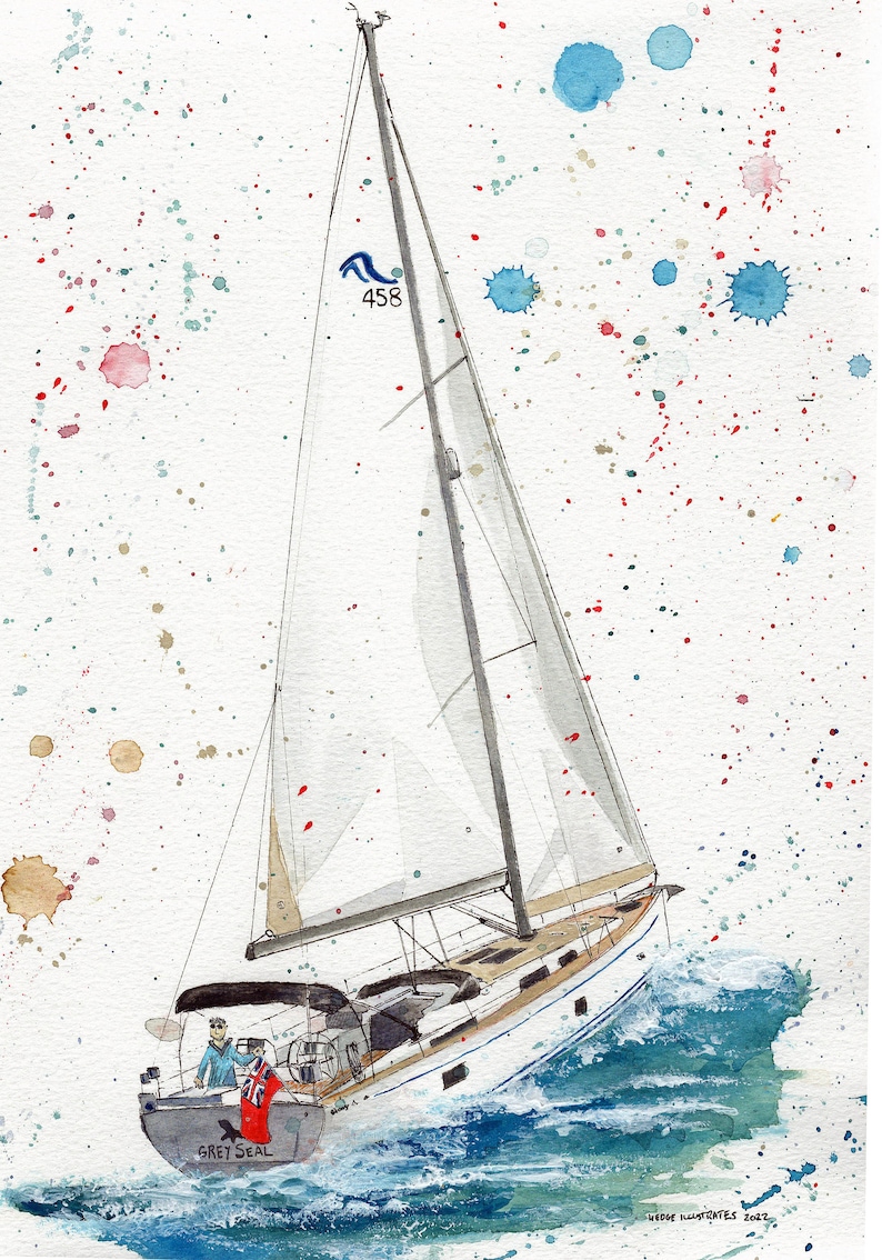 Personalised Yacht Sailing Portrait - Etsy