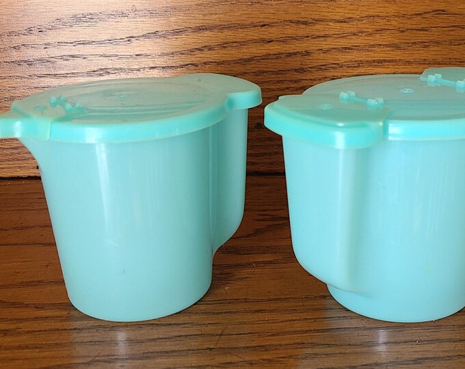 Vintage Aqua Tupperware Sugar Creamer Set Travel Camping Storage 577-1 ...