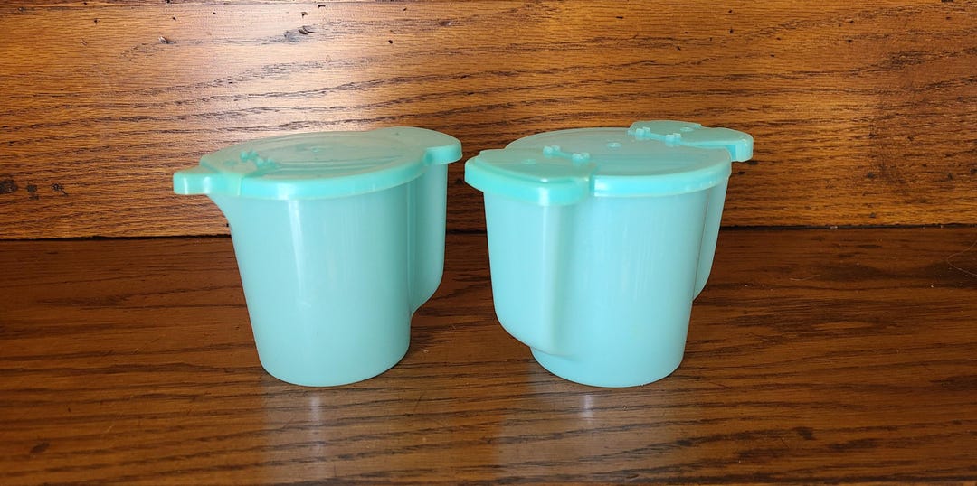 Vintage Aqua Tupperware Sugar Creamer Set Travel Camping Storage 577-1 ...