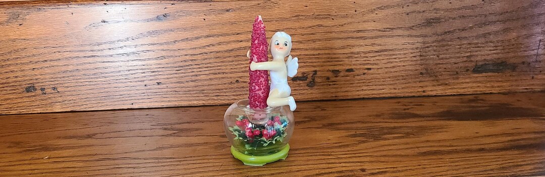 Vintage Pixie Candle Hugger Porcelain Angel Fairy Cherub Climber ...