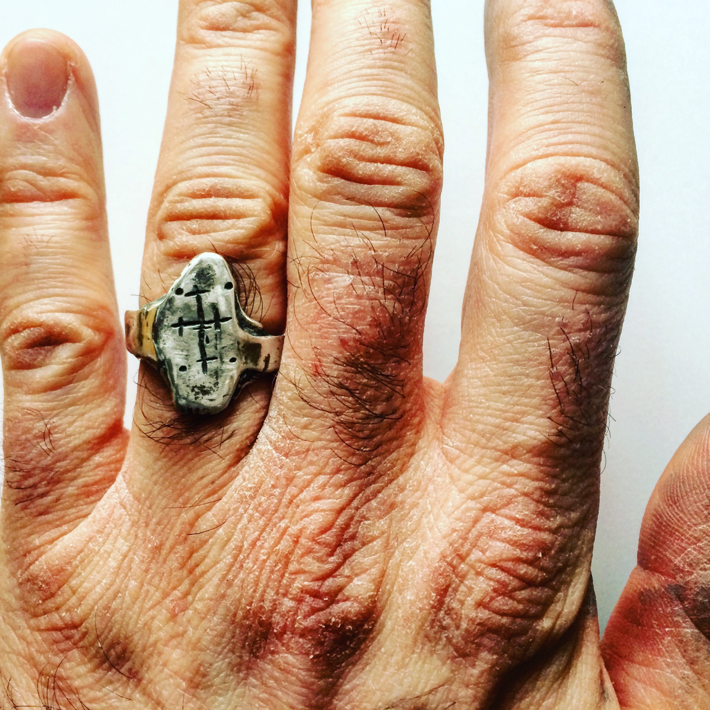 Men's Sterling Silver Cross Ring, Mens Silver Statement Ring, Biker ...