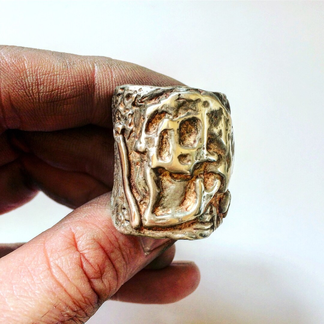 Mens Sterling Silver Statement Skull Ring, Mens's Death Skull Ring ...