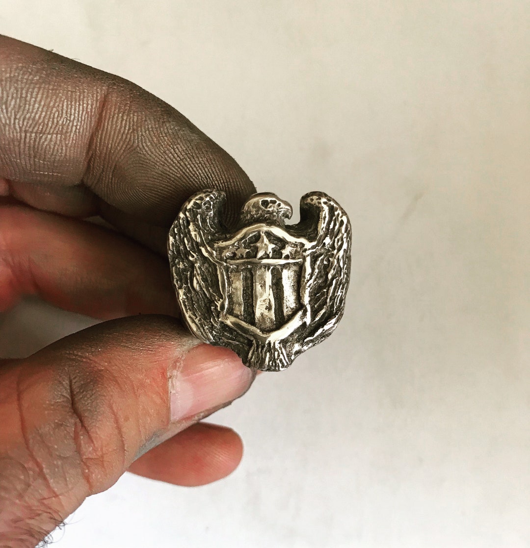 Men's Sterling Silver Eagle Ring, Mens American Eagle Patriot Ring ...