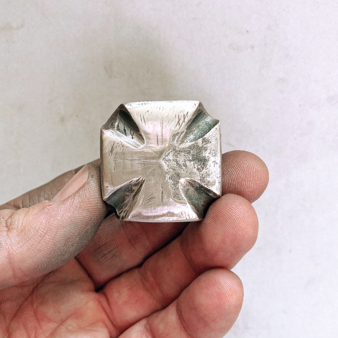 Men's Silver Cross Ring, Sterling Iron Cross Ring, Tatzenkreuz Biker ...