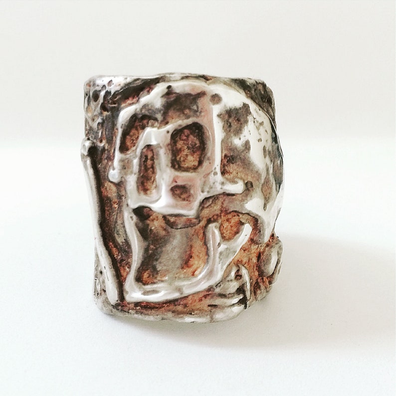 Mens Sterling Silver Statement Skull Ring, Mens's Death Skull Ring ...