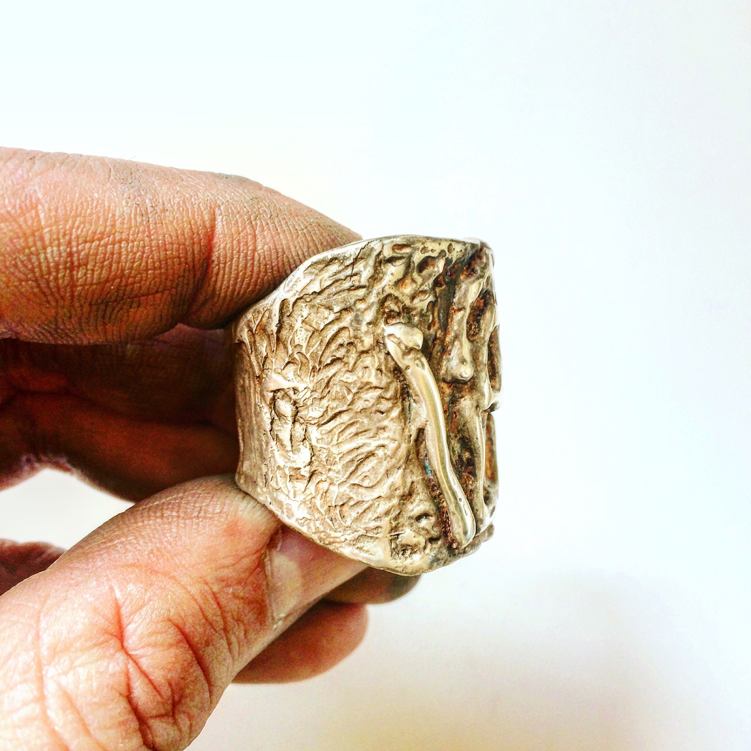 Mens Sterling Silver Statement Skull Ring, Mens's Death Skull Ring ...