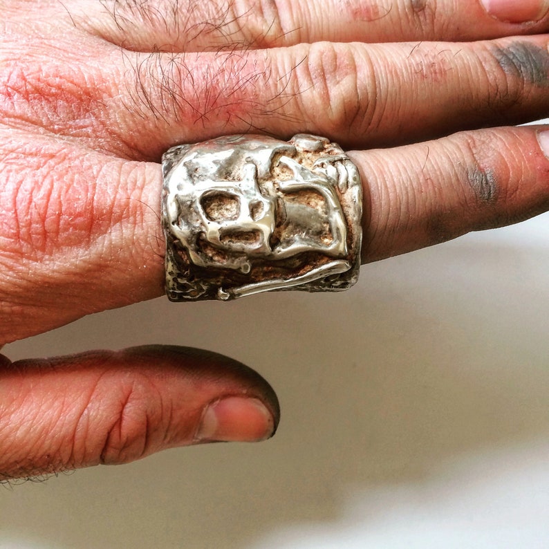 Mens Sterling Silver Statement Skull Ring, Mens's Death Skull Ring ...