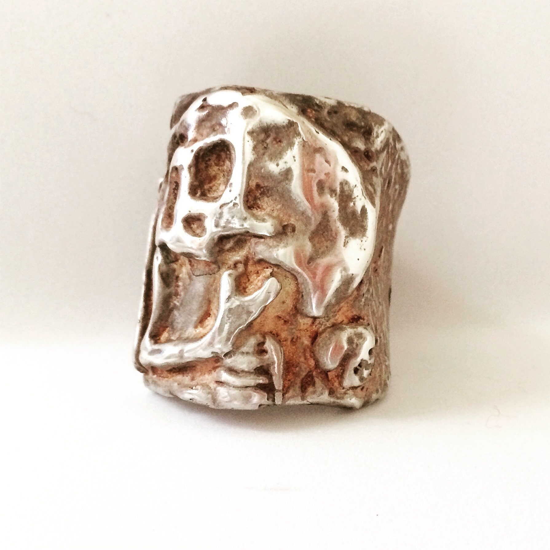 Mens Sterling Silver Statement Skull Ring, Mens's Death Skull Ring ...