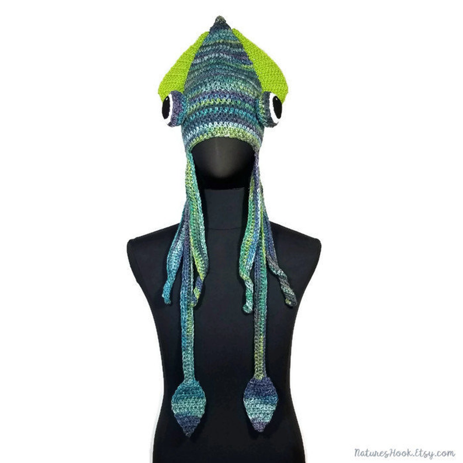 Pattern Only Crochet Squid Hat: Cap Knit Beanie Cartoon Cute Giant ...