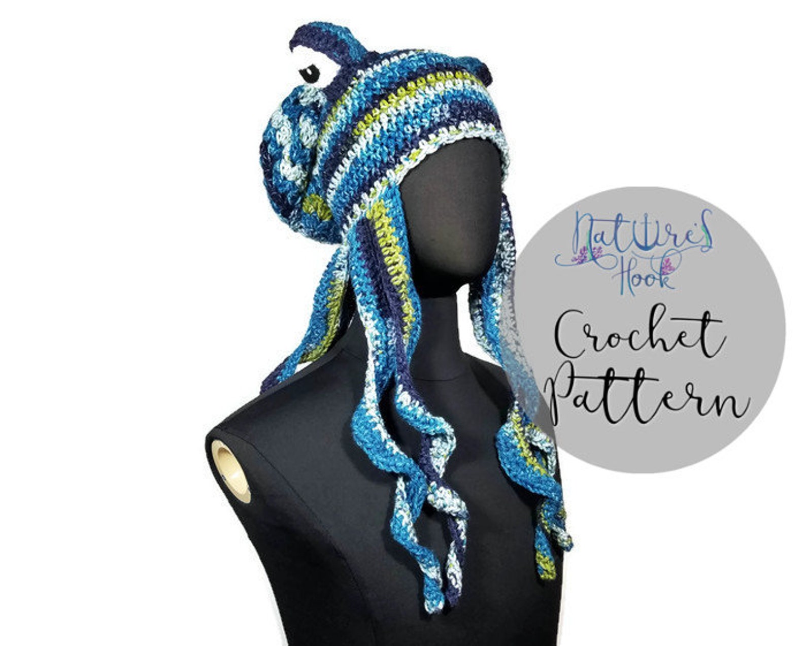 Pattern Only Crochet Octopus Hat: Cap Knit Beanie Cartoon Cute Plush ...