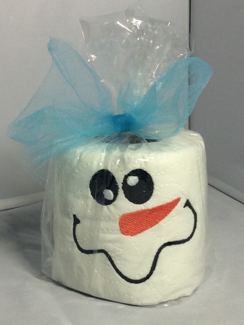 Embroidered Toilet Paper With Silly Snowman Face, Snowman Bathroom ...
