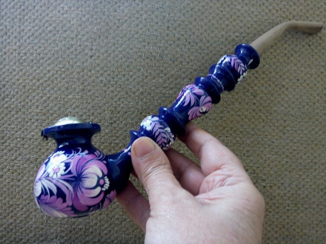Long Smoking Pipe Wooden Tobacco Smoking Pipe Hand-painted Peace Pipe ...