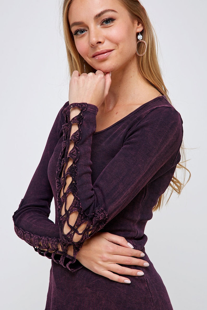Urban X Mineral Washed Round Neck Long Sleeve Thermal With Cut Etsy